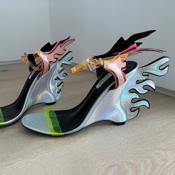 Cape Robbin | Shoes | Cape Robbin Holographic Neon Flame Heels Size Us ...